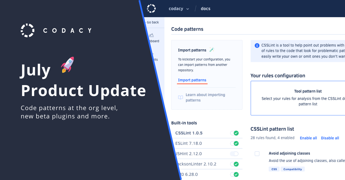 July Codacy Product Update 🚀 - Codacy | Blog Products