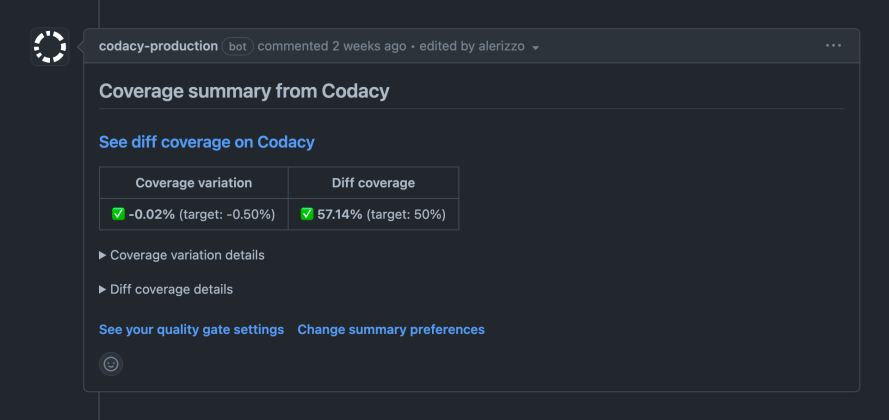 Codacy's Pull Request Coverage Diff View | Codacy